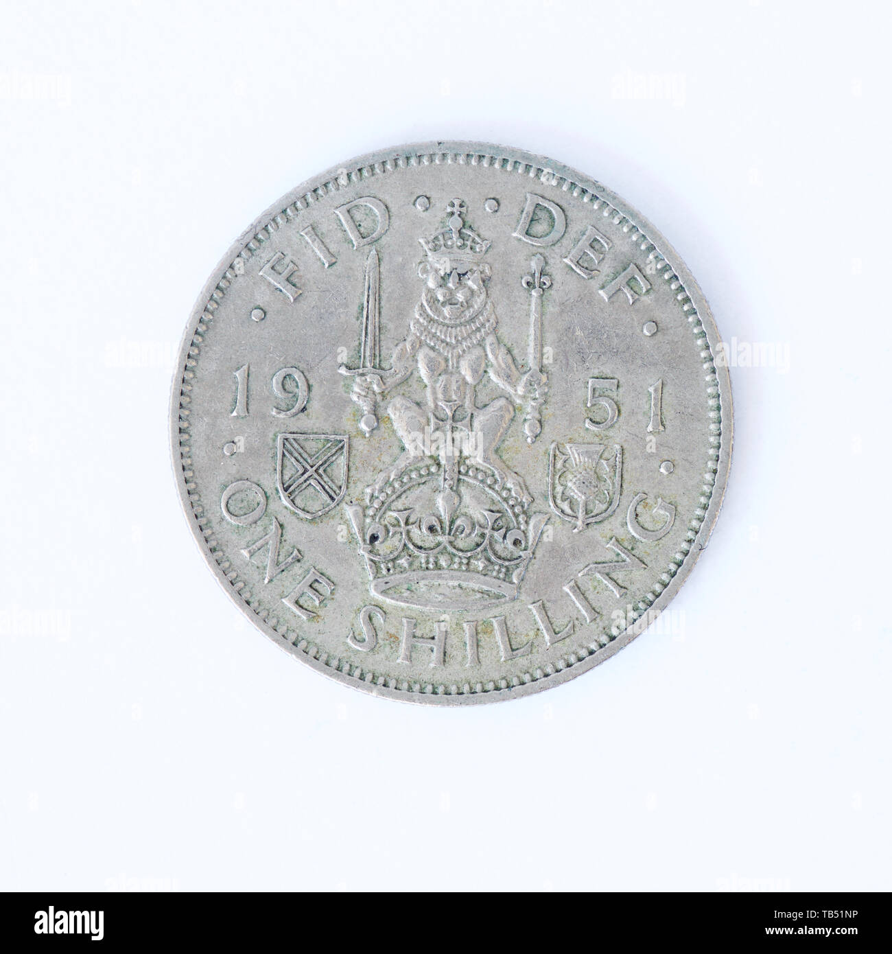 British One Shilling Coin - 1951 Stock Photo - Alamy