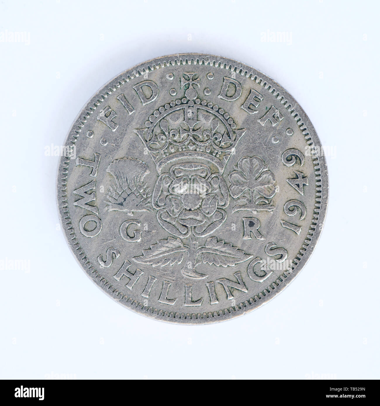 British Two Shillings Coin - 1949 Stock Photo - Alamy