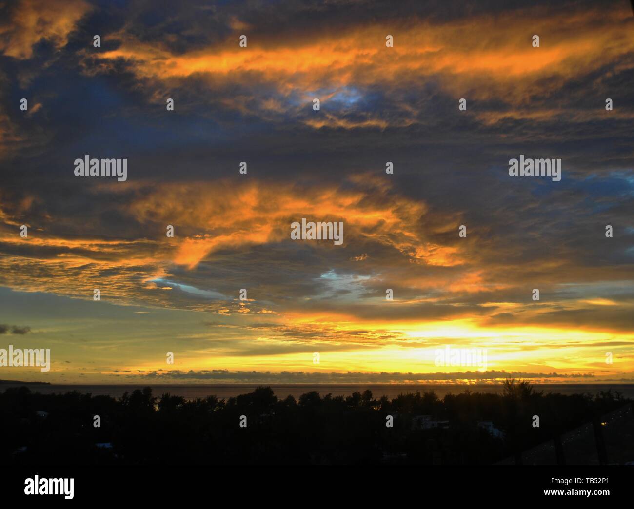 Aerial stunning sunset on tropical hi-res stock photography and images ...