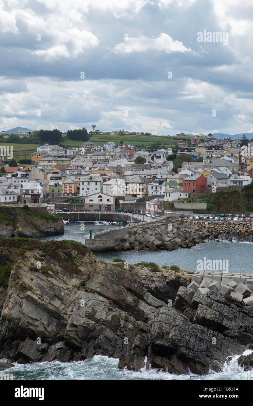 Activities in the fishing harbour of Puerto de Vega, on the Atlantic ...