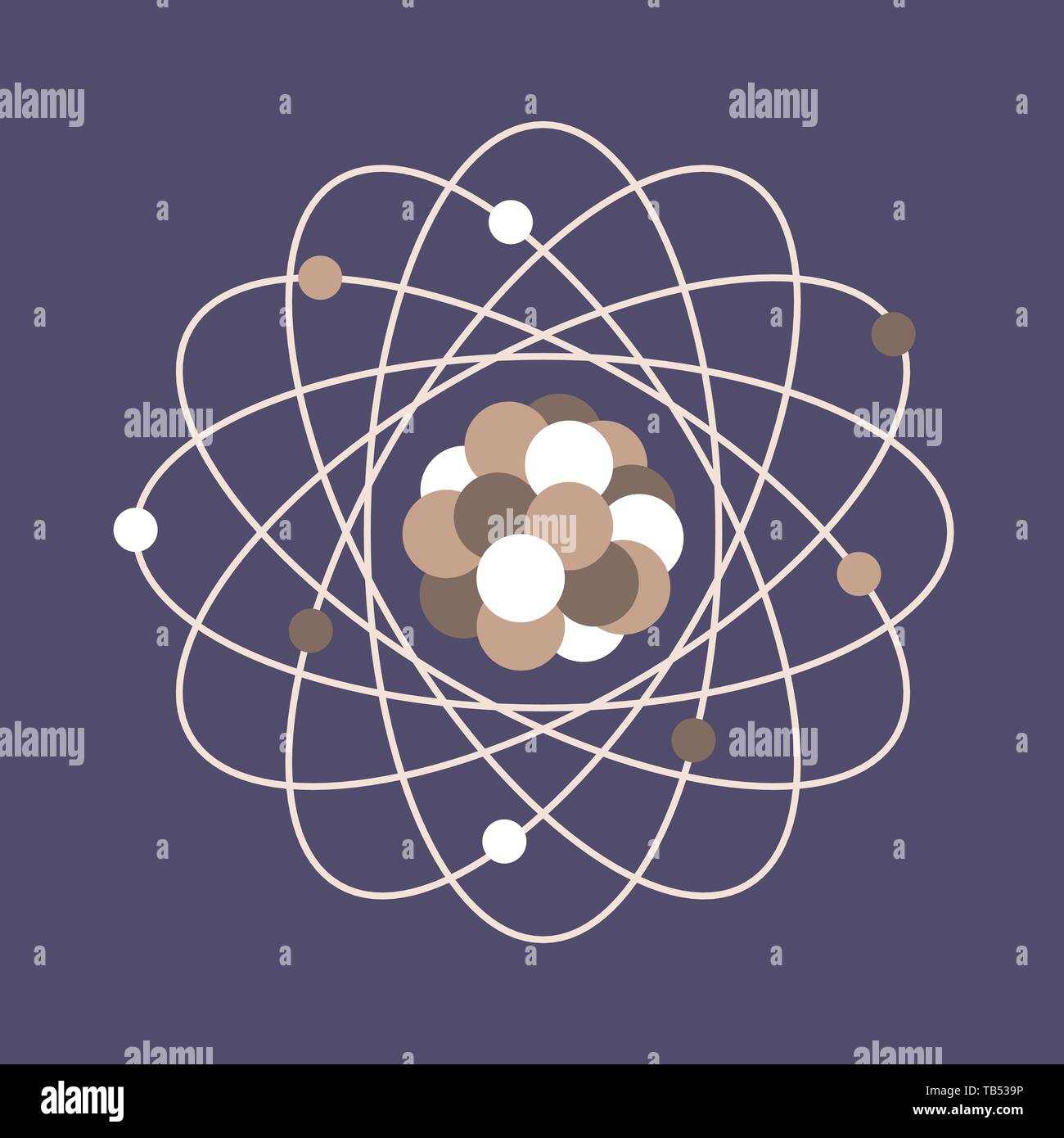 Vector illustration with atomic structure. Print with symbol of nuclear ...