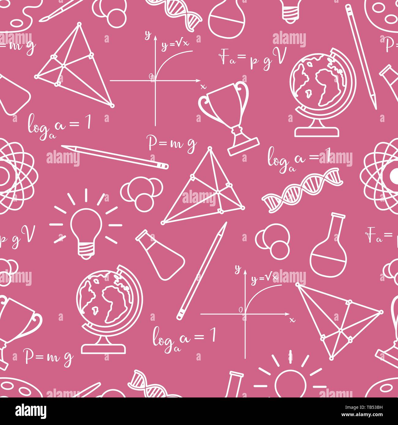 Vector seamless pattern with scientific, education elements: globe ...