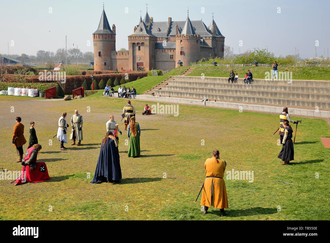 MUIDEN, NETHERLANDS - APRIL 7, 2019: Muiderslot Castle, a medieval ...