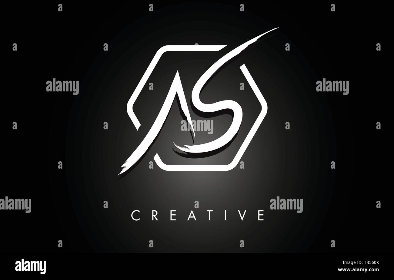 AS A S Brushed Vector Letter Logo Design with Creative Modern Brush ...