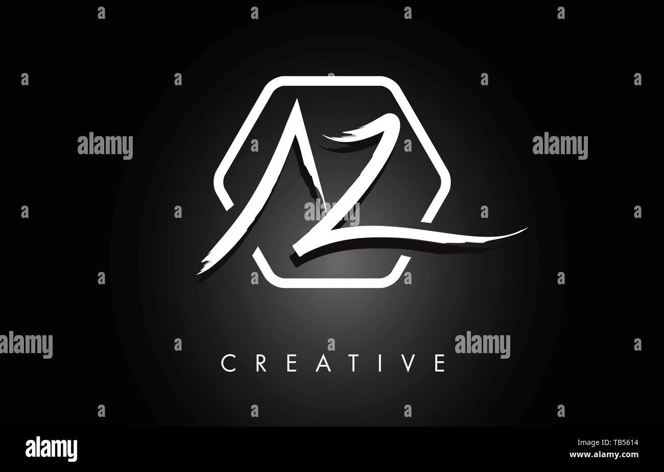 AZ A Z Brushed Vector Letter Logo Design with Creative Modern Brush ...