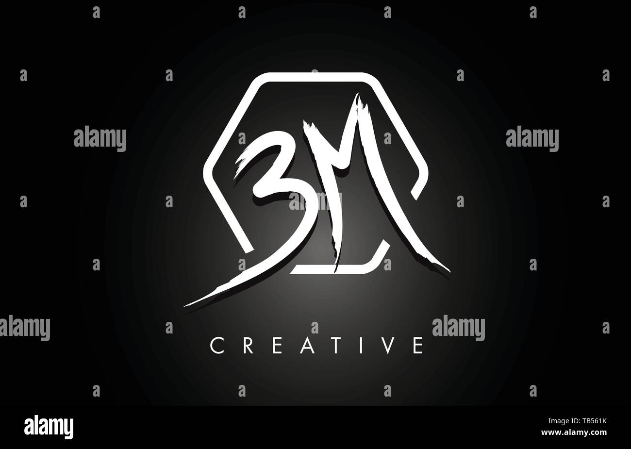 BM B M Brushed Vector Letter Logo Design with Creative Modern Brush ...