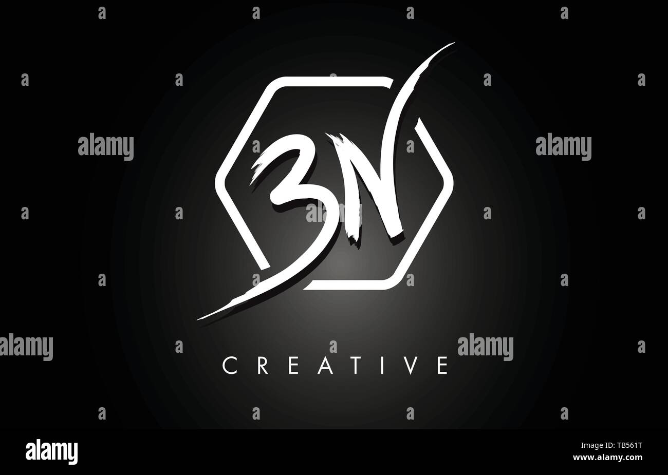 BN B N Brushed Vector Letter Logo Design with Creative Modern Brush ...