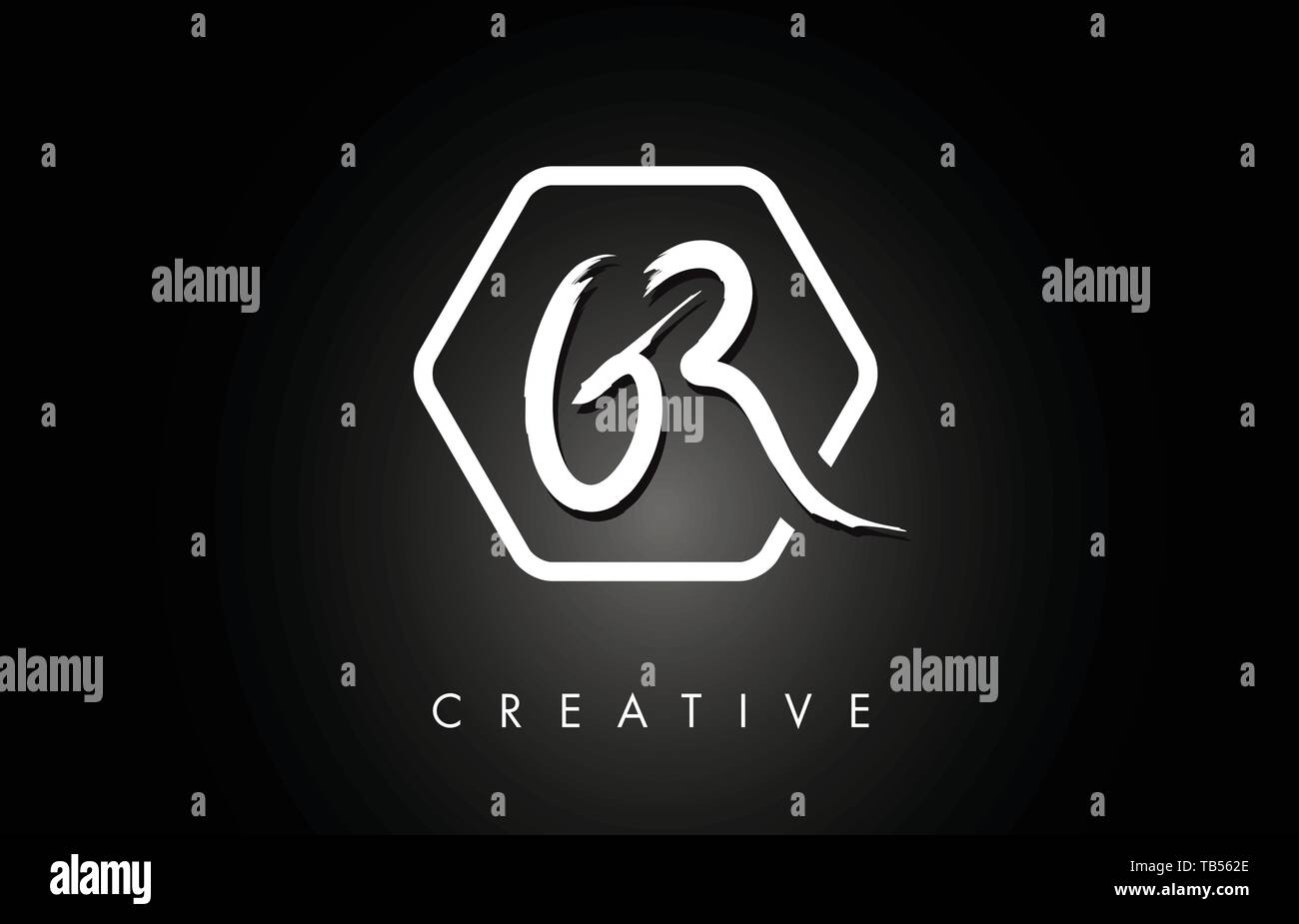 GR G R Brushed Vector Letter Logo Design with Creative Modern Brush ...