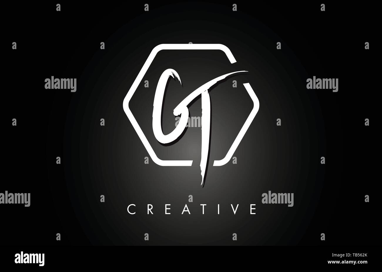 GT G T Brushed Vector Letter Logo Design with Creative Modern Brush ...