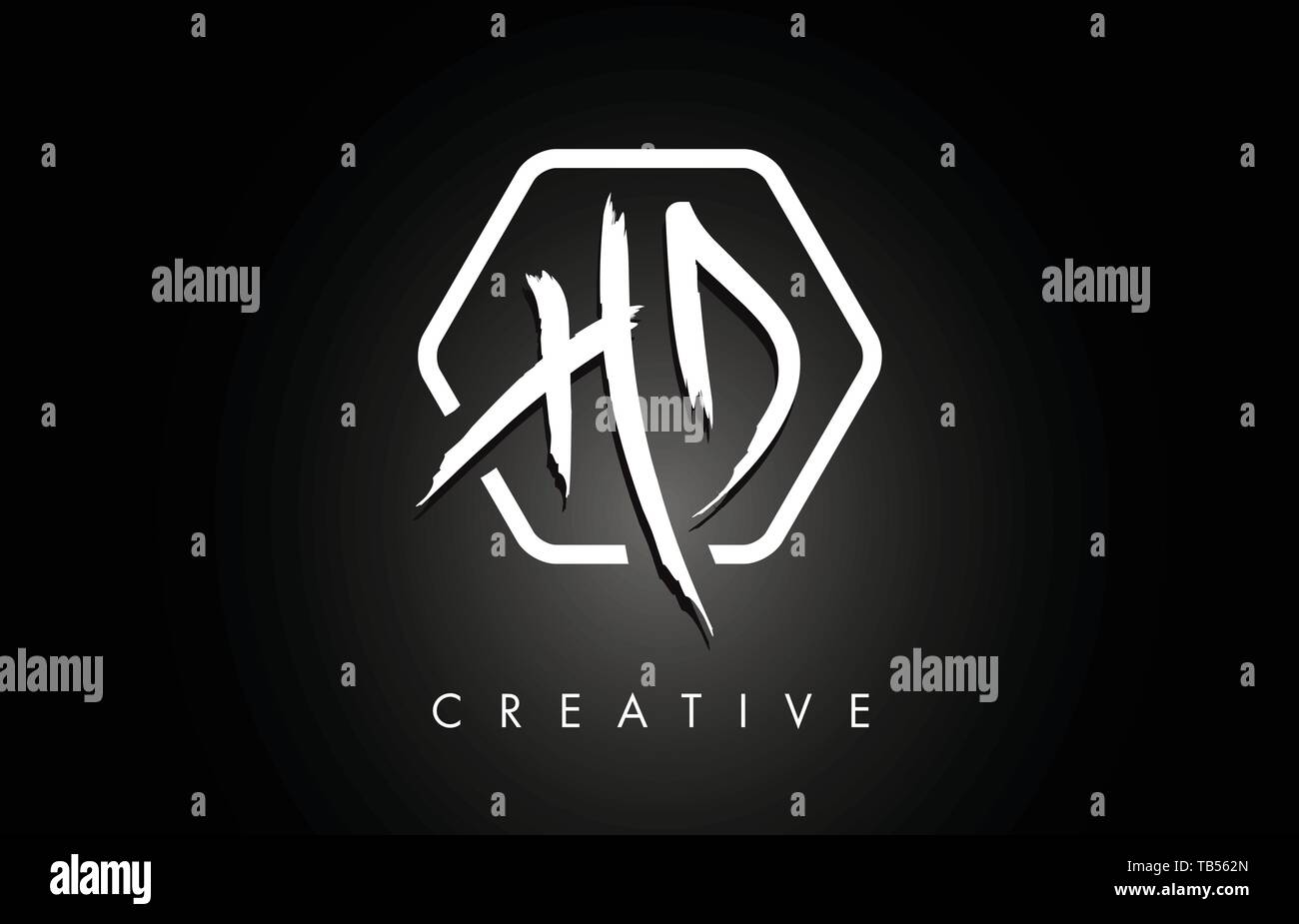 HD H D Brushed Vector Letter Logo Design with Creative Modern Brush ...
