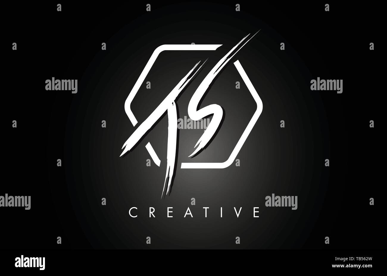 JS J S Brushed Vector Letter Logo Design with Creative Modern Brush ...