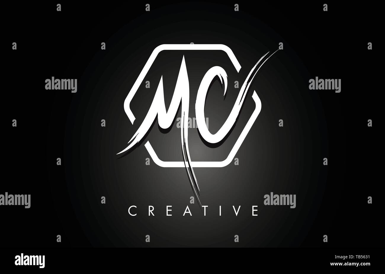 MC M C Brushed Vector Letter Logo Design with Creative Modern Brush ...