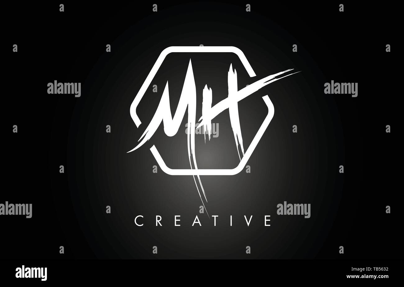 MH M H Brushed Vector Letter Logo Design with Creative Modern Brush ...