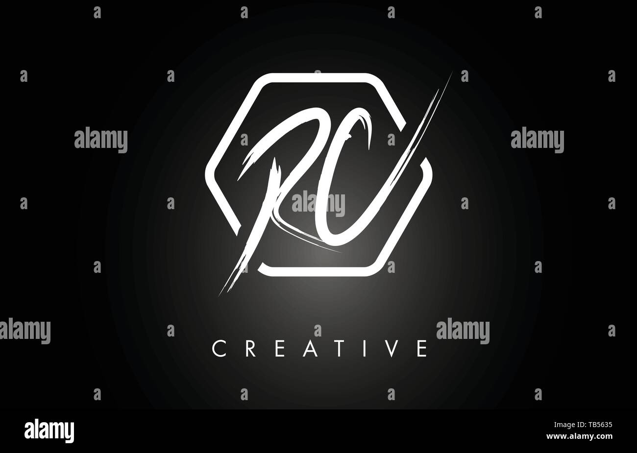 RC R C Brushed Vector Letter Logo Design with Creative Modern Brush ...