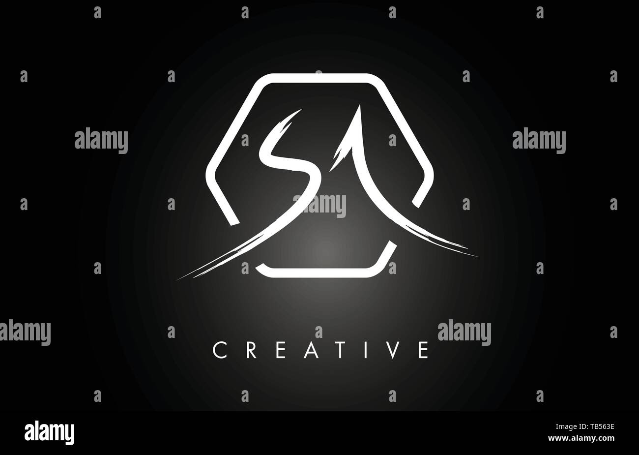 SA S A Brushed Vector Letter Logo Design with Creative Modern Brush ...