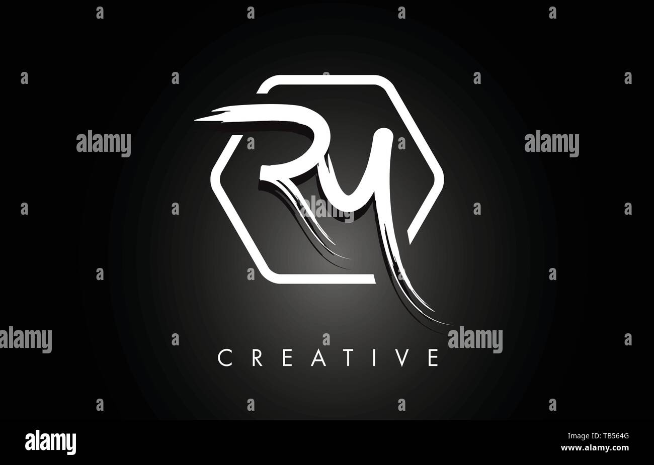RY R Y Brushed Vector Letter Logo Design with Creative Modern Brush ...