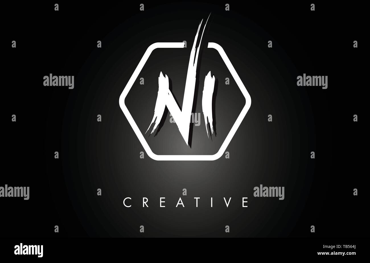 NI N I Brushed Vector Letter Logo Design with Creative Modern Brush ...