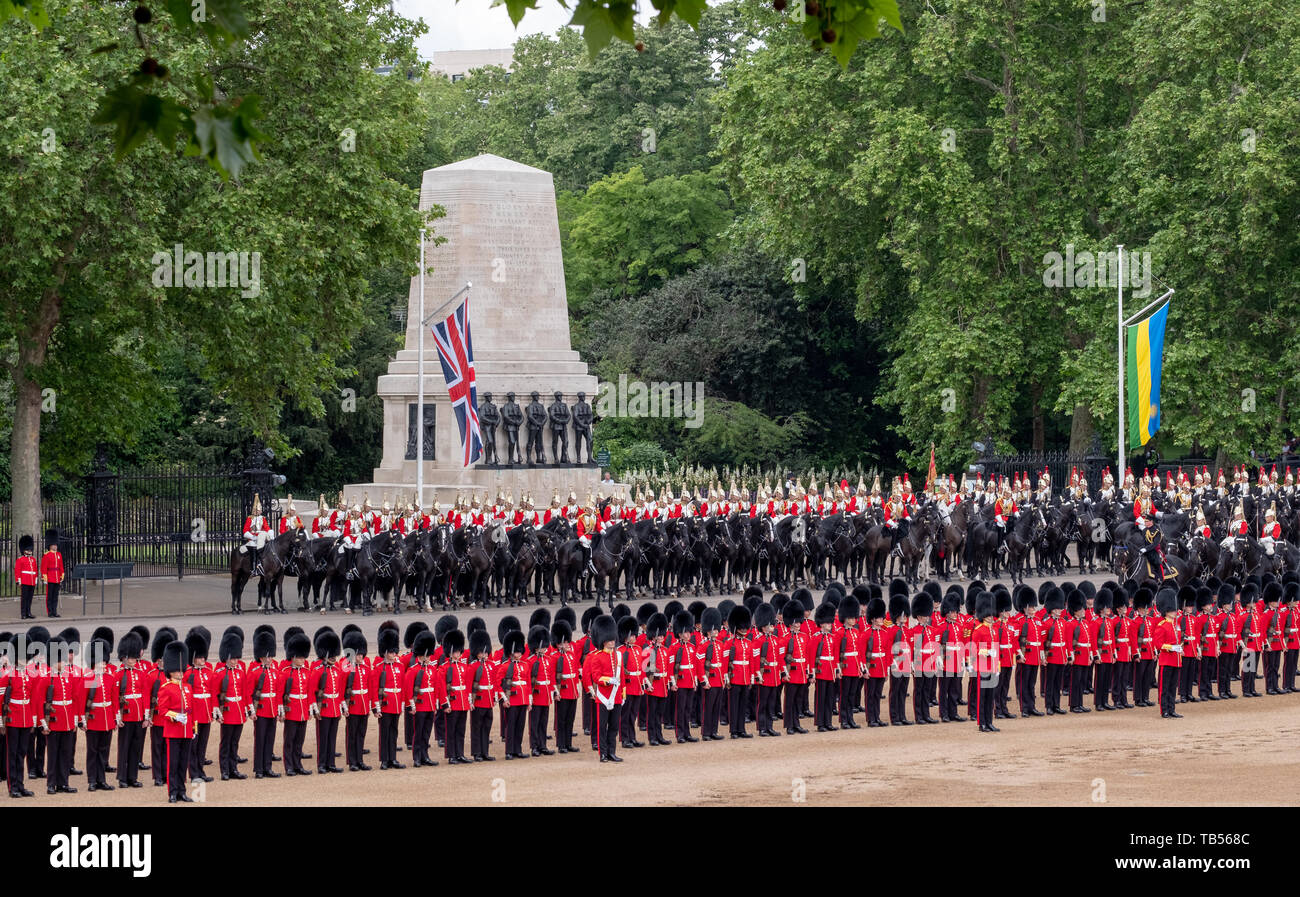 Soldiers at the Trooping the Colour military parade in London UK, in ...