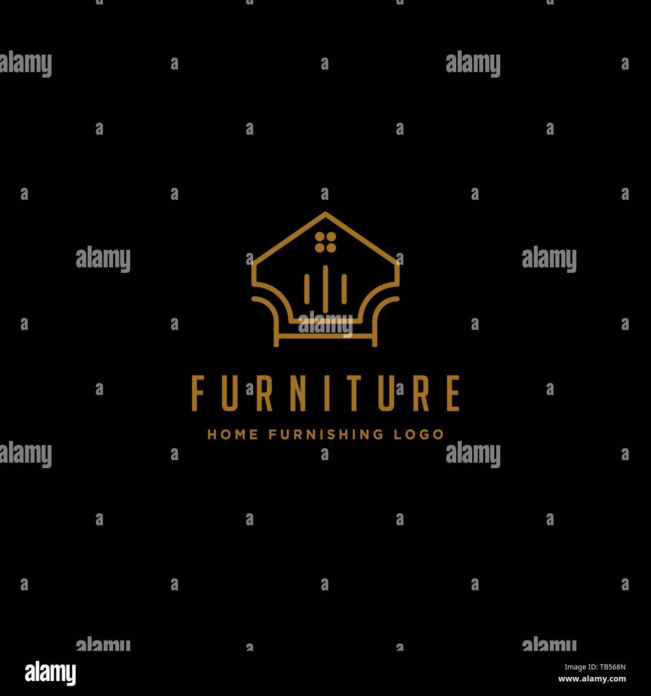 furniture logo design with gold color vector icon illustration icon ...