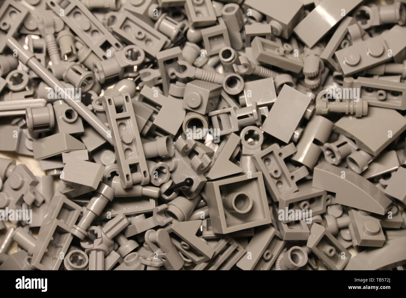 LEGO light bluish gray bricks, tiles, plates, technic parts together on ...