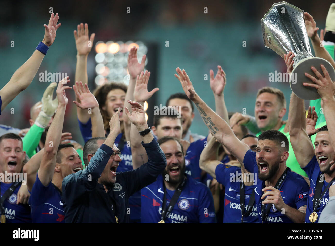 Chelsea celebrate winning uefa europa league final olympic stadium hi ...