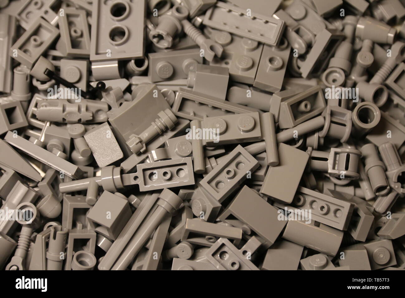 LEGO light bluish gray bricks, tiles, plates, technic parts together on ...