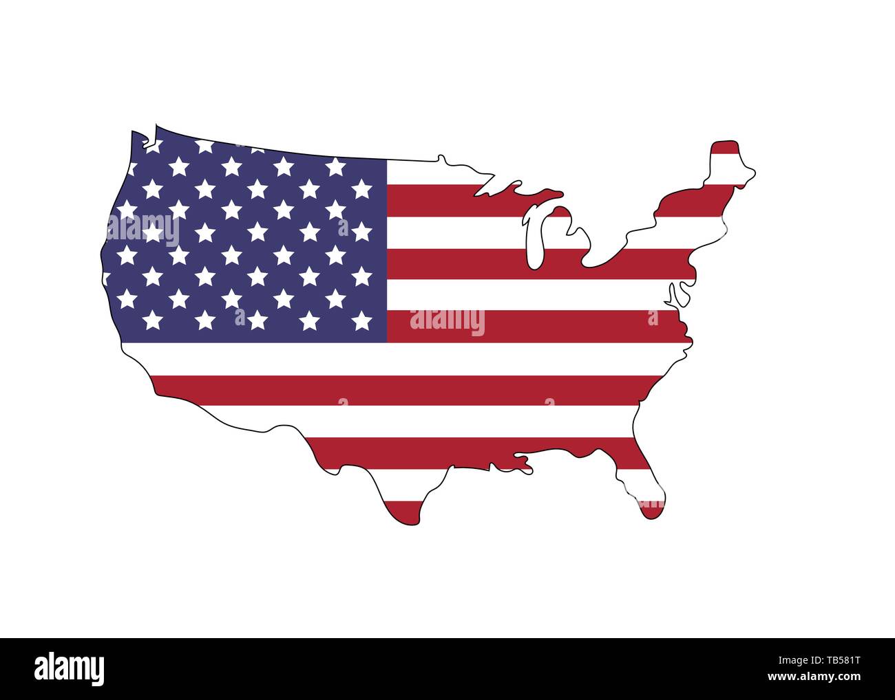 Vector Illustration of US Classic Map with the Flag in the Background ...