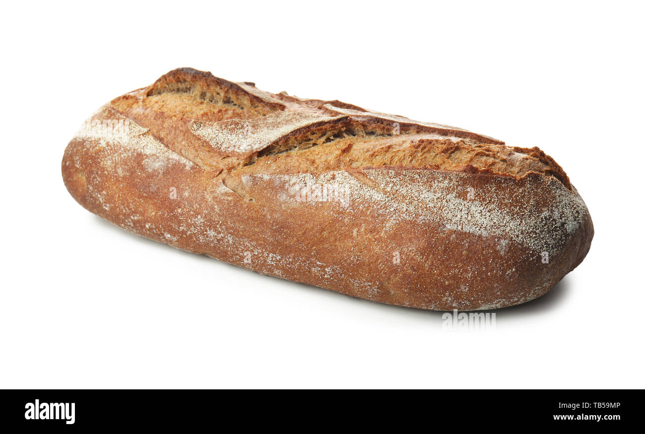 Loaf of fresh bread on white background Stock Photo - Alamy