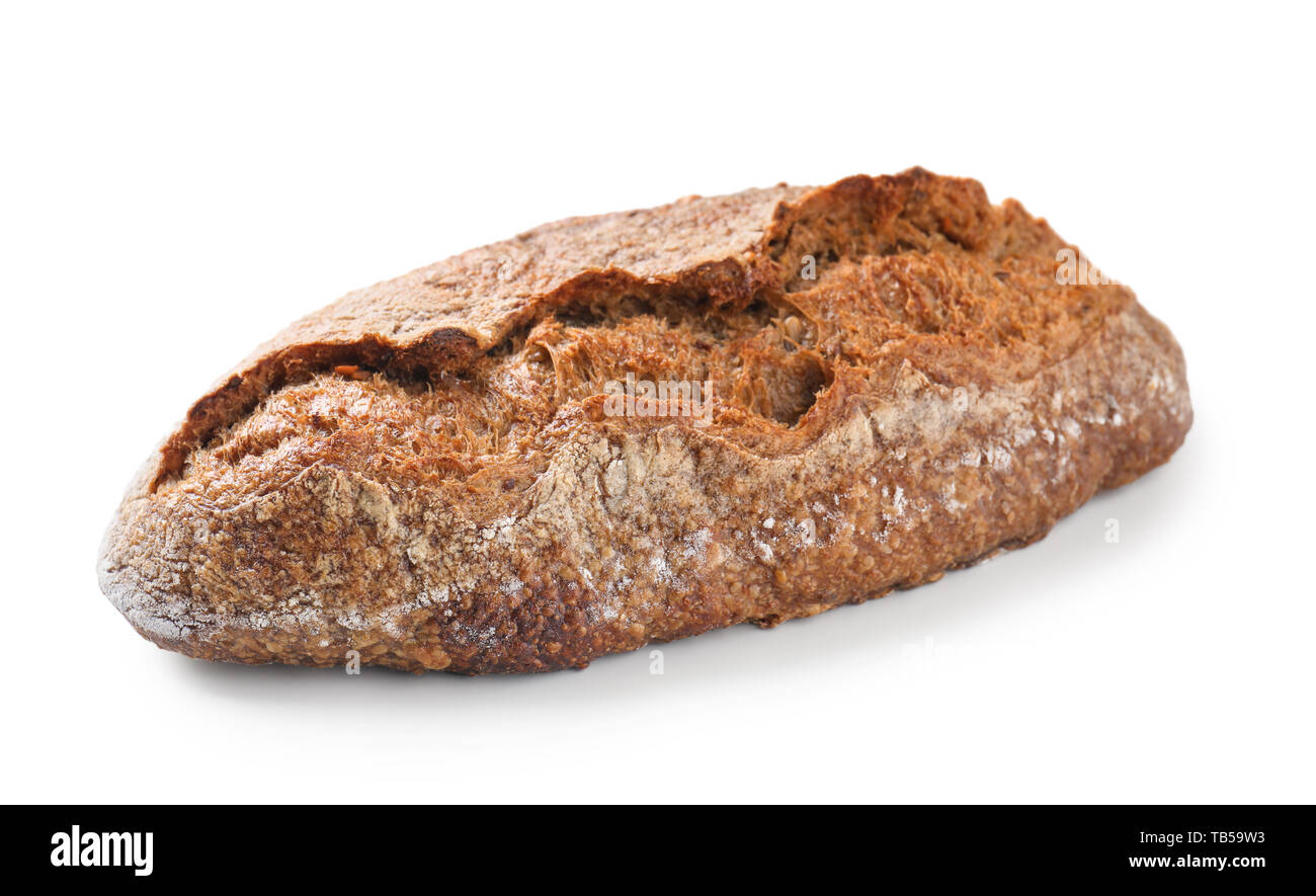 Loaf of fresh bread on white background Stock Photo - Alamy