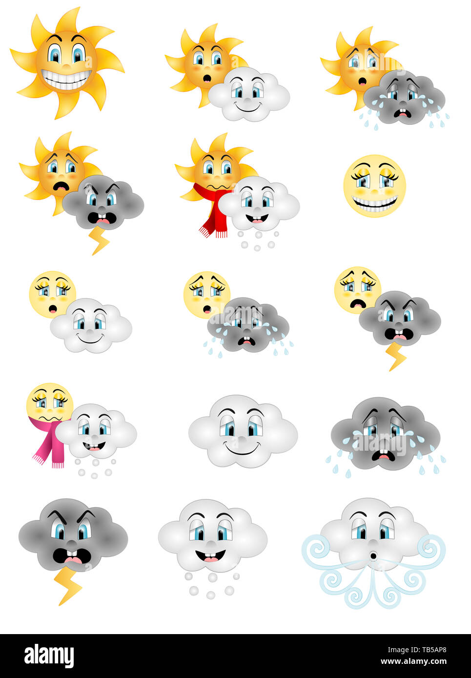 funny cartoon weather icons Stock Photo - Alamy