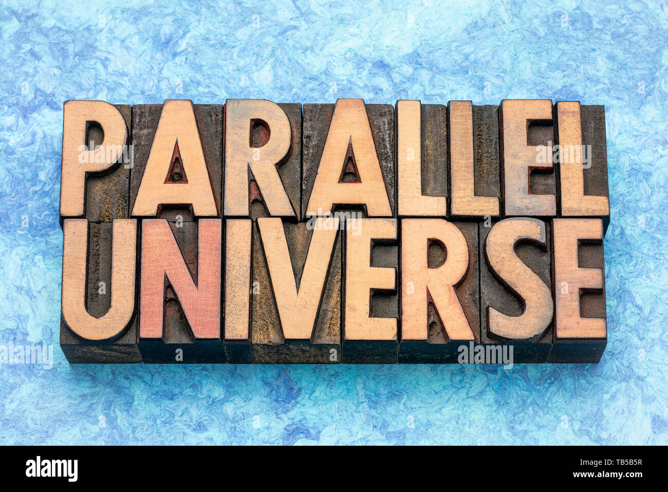 parallel universe word abstract in vintage letterpress wood type Stock ...