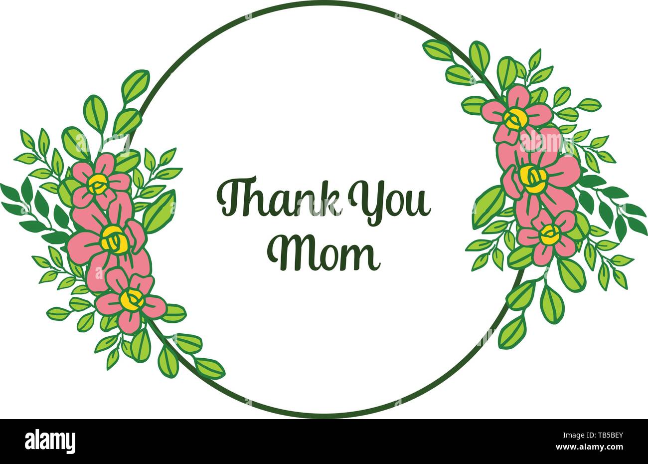 Vector illustration poster thank you mom for pattern art leaf flower ...