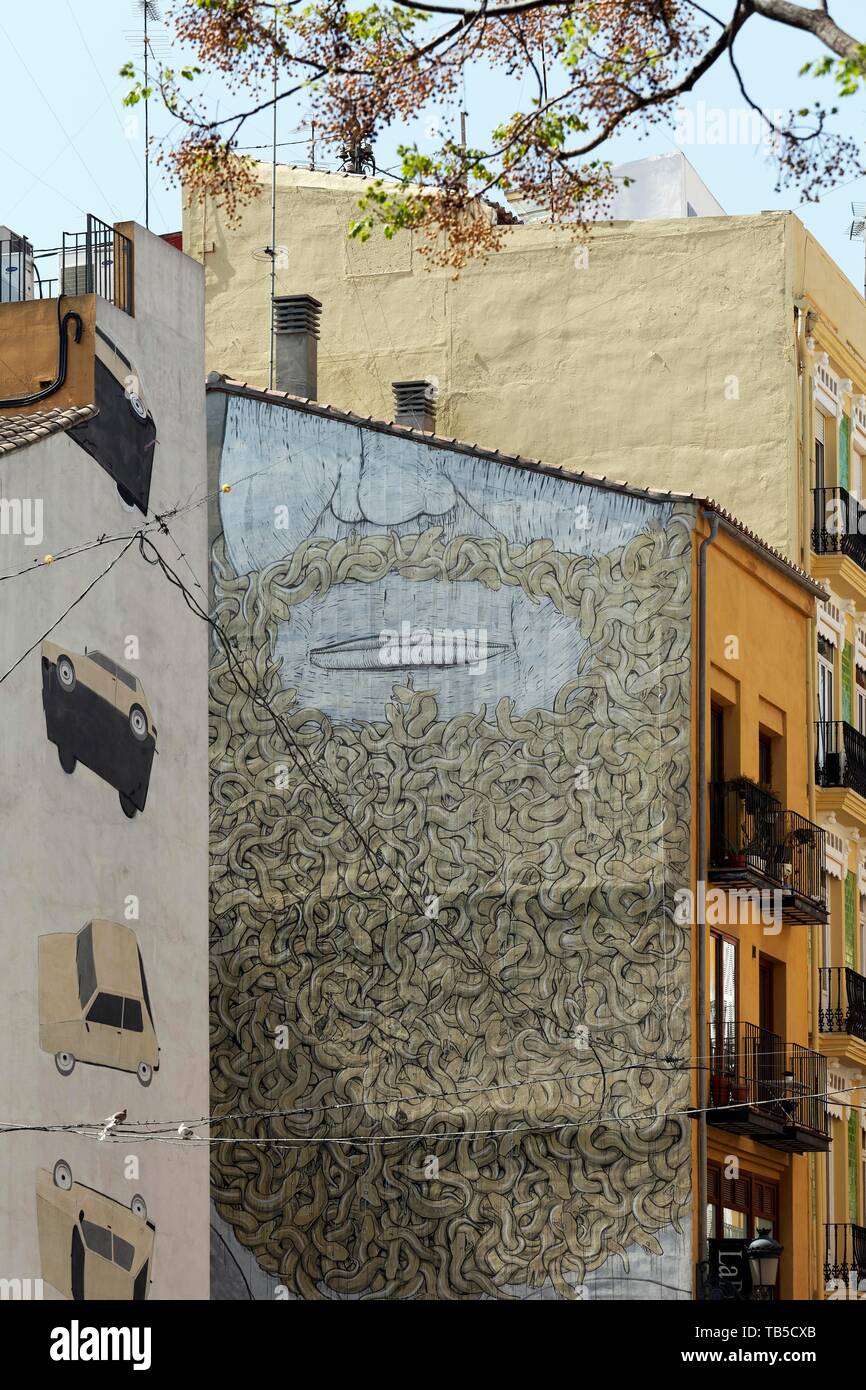 Mural in the Carme district, old town, Valencia, Spain Stock Photo - Alamy
