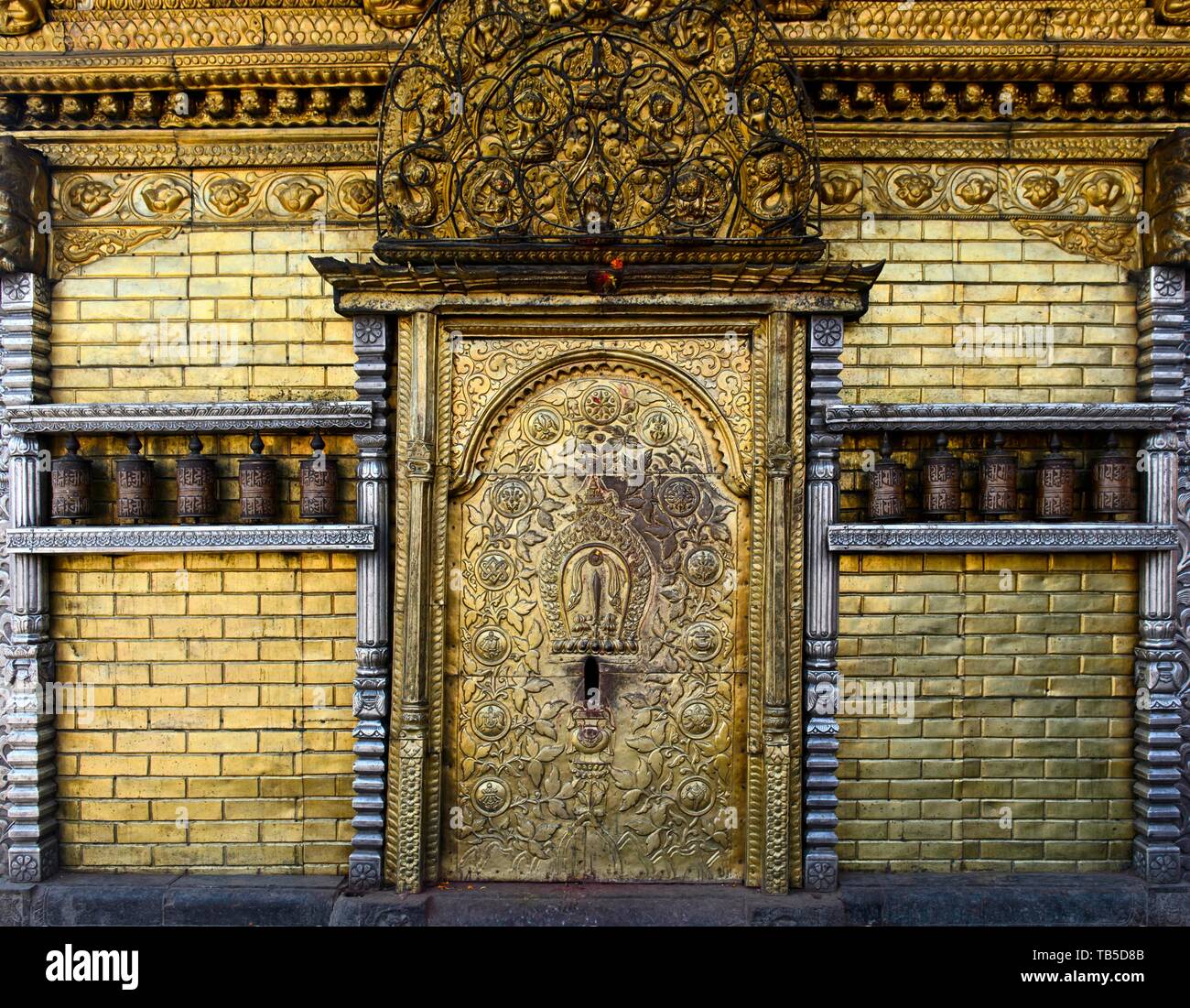 Golden door at Hariti Temple, also Ajima Temple, on the grounds of ...