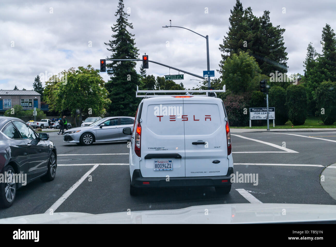 A Tesla Service Truck in the Silicon Valley California USA Stock Photo ...