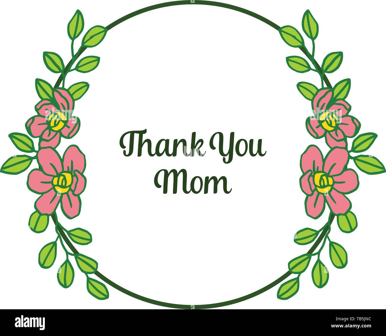 Vector illustration letter thank you mom for pink bouqet frames hand drawn Stock Vector Image ...