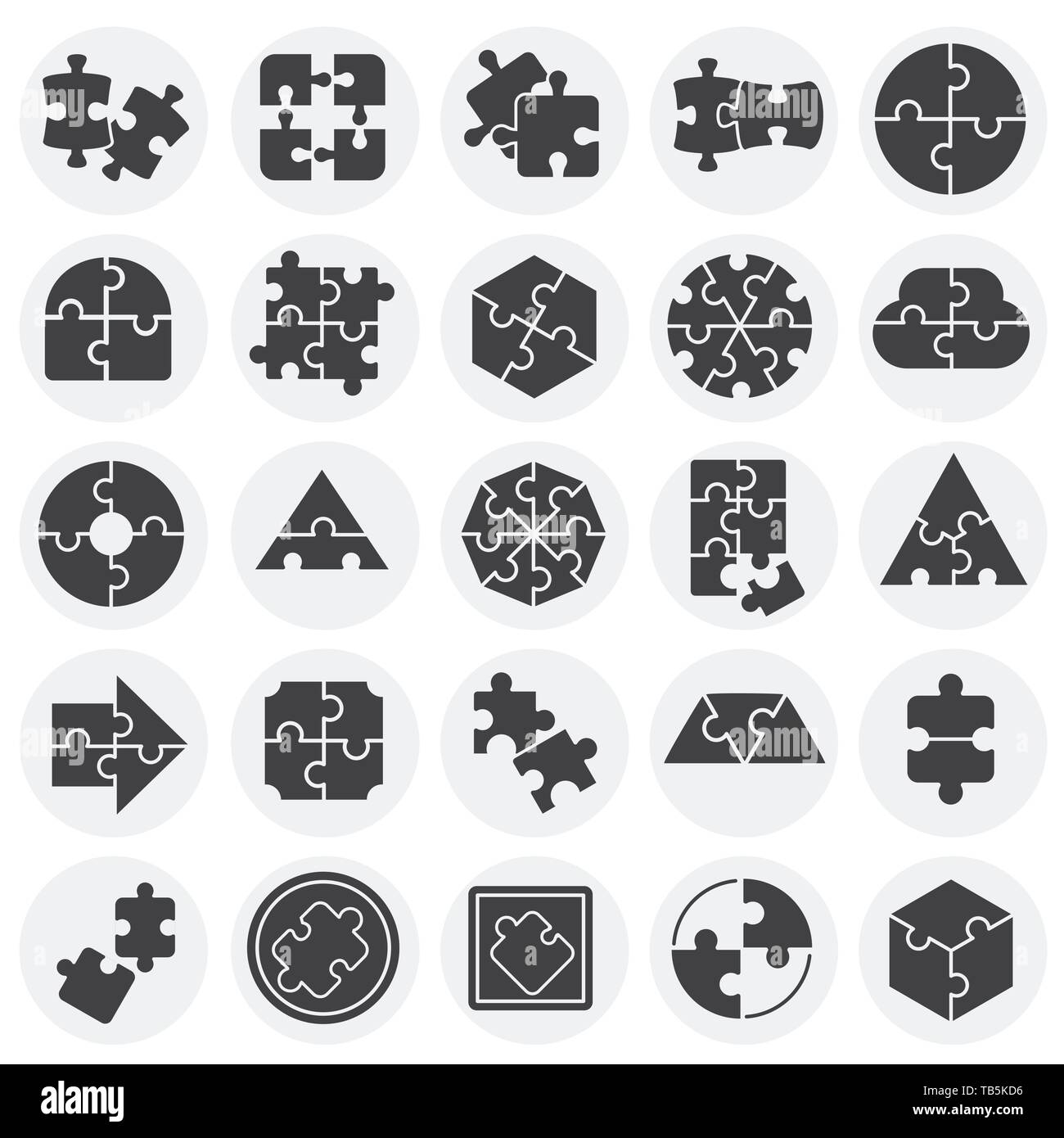 Puzzle icons set on circles background for graphic and web design ...