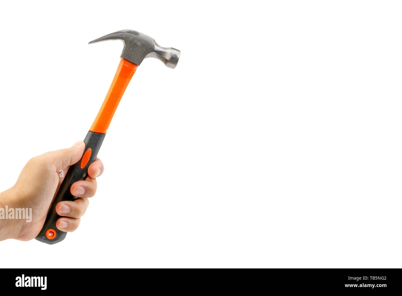 Hand holding hammer isolate on white. Selective focus Stock Photo - Alamy