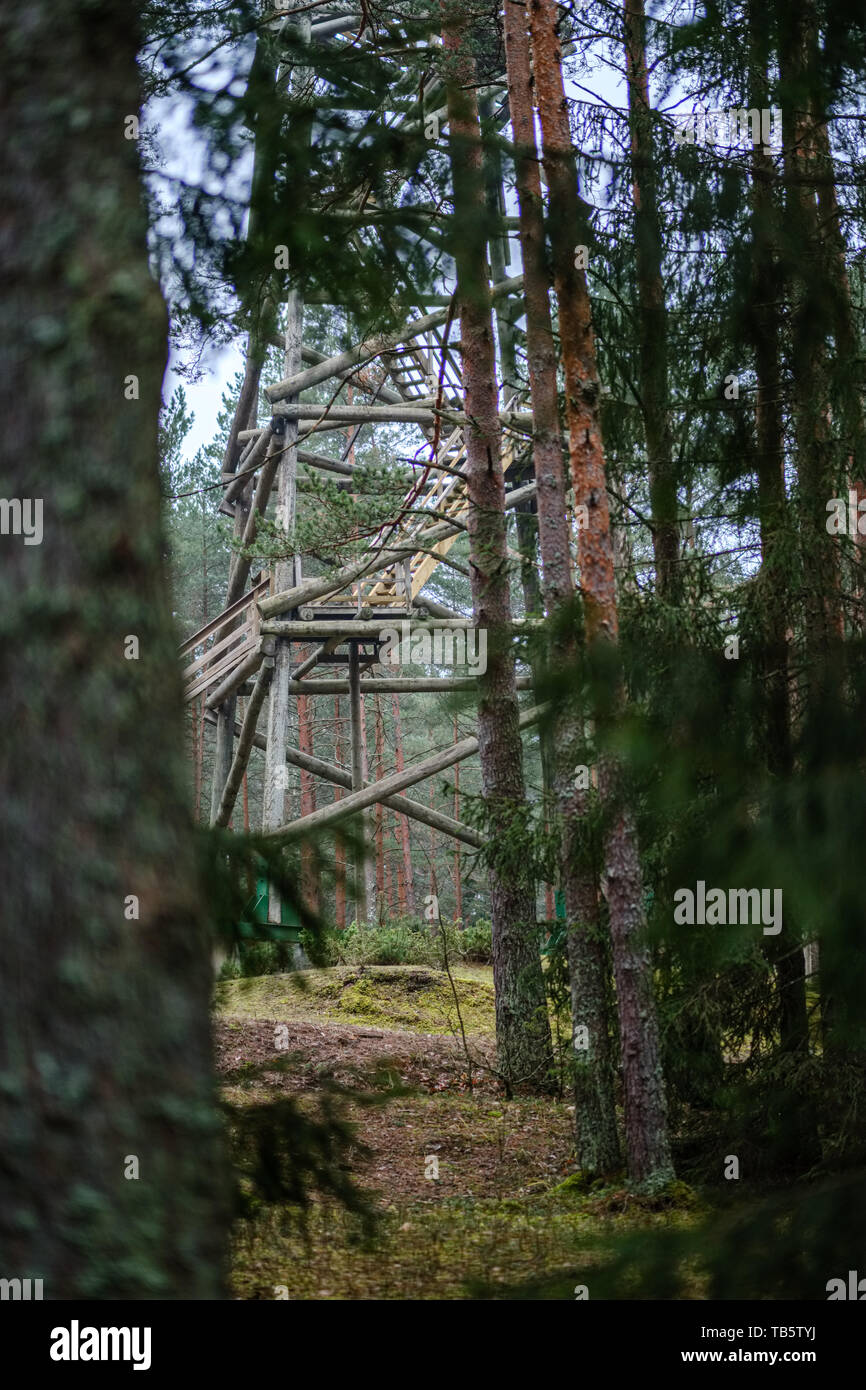 wooden fire watchtower construction details. forest tower Stock Photo ...