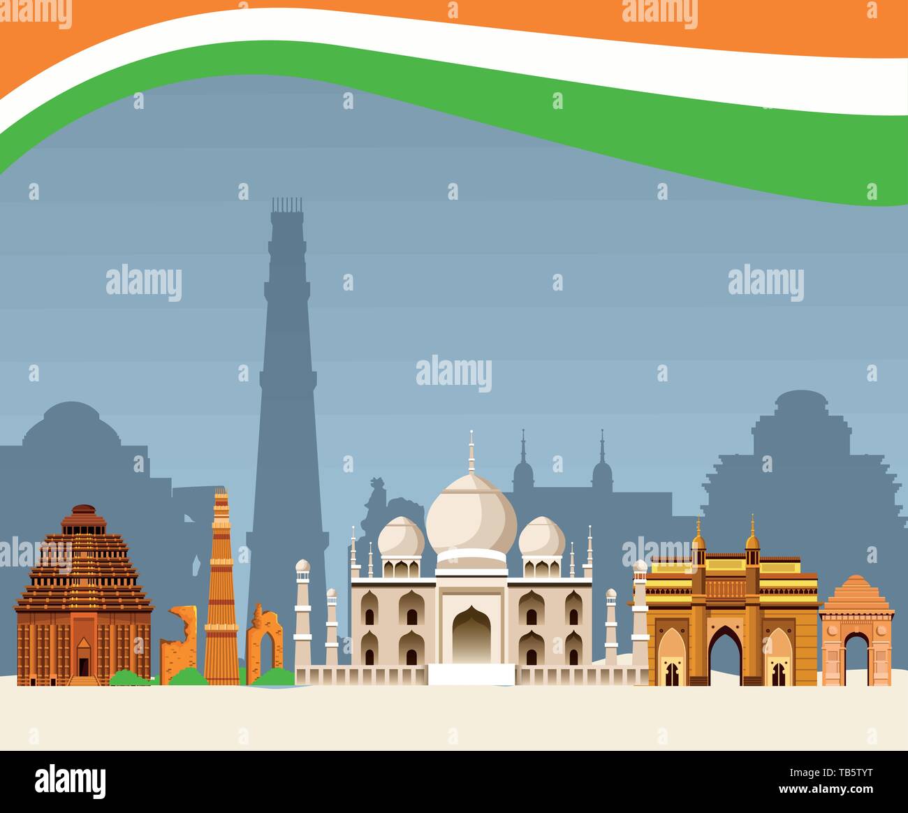 India building architecture scenery concept Stock Vector Image & Art ...