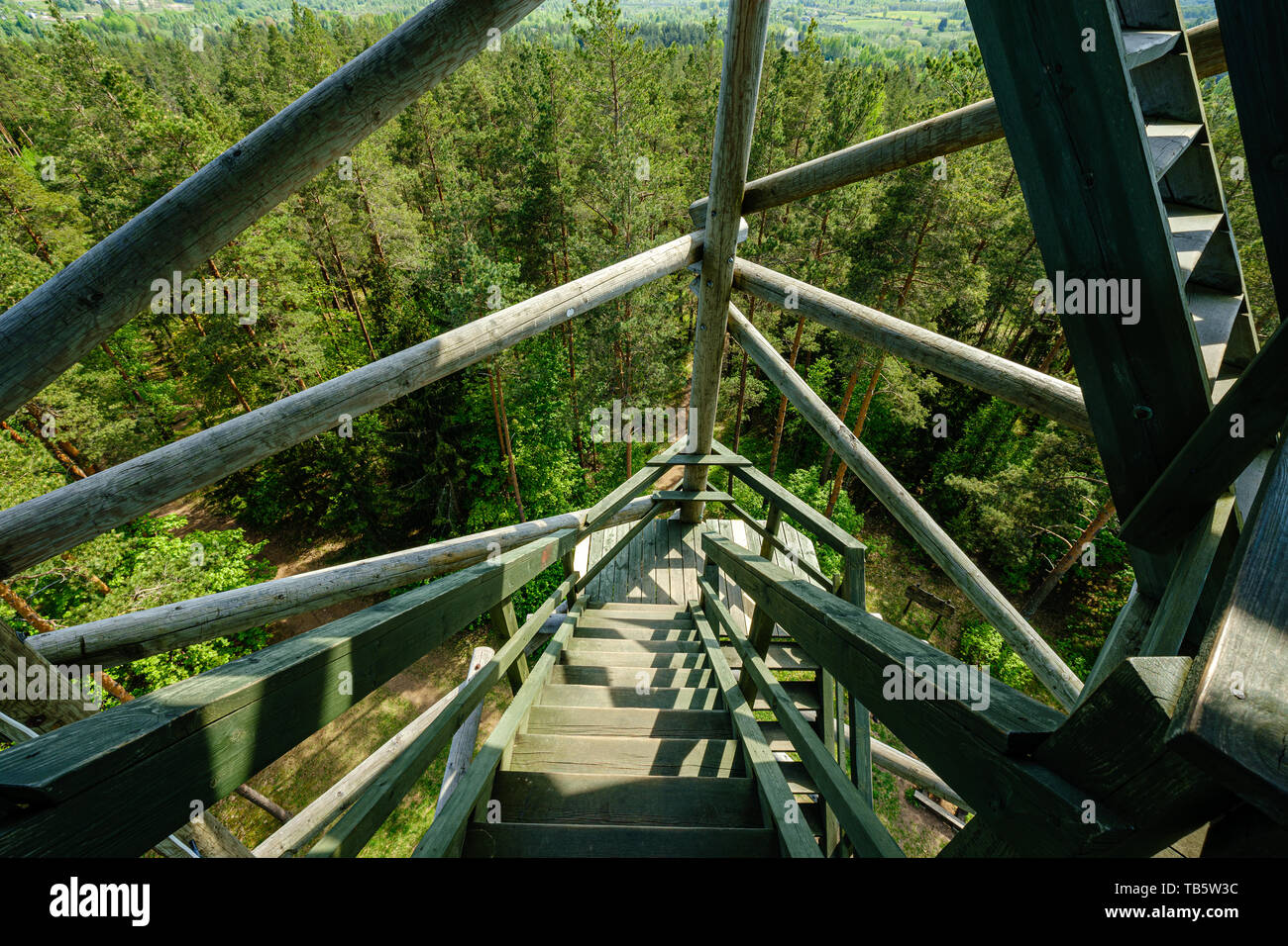 wooden fire watchtower construction details. forest tower Stock Photo ...