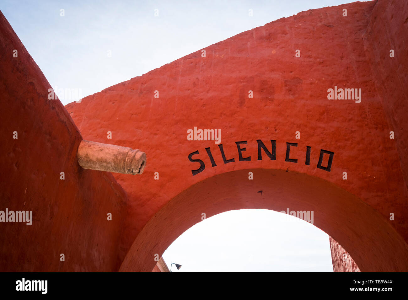 Word "Silencio" (Spanish for "Silence") written on the walls at ...