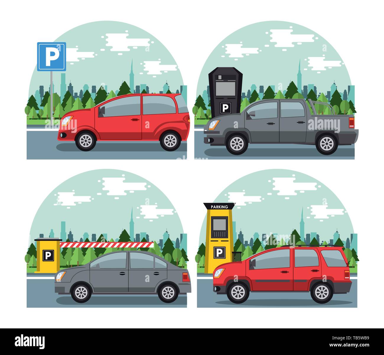 Cars parking zone set of emblems Stock Vector Image & Art - Alamy