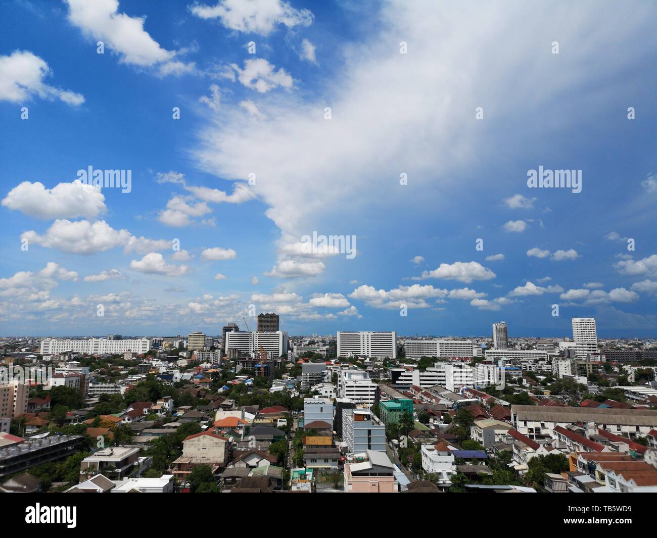 Bangkok, Thailand-May 29,2019 Bright sky white blotches filled with ...