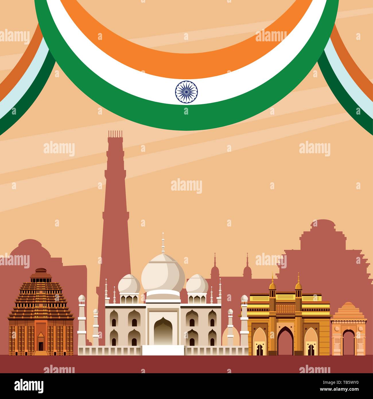 India building architecture scenery concept Stock Vector Image & Art ...