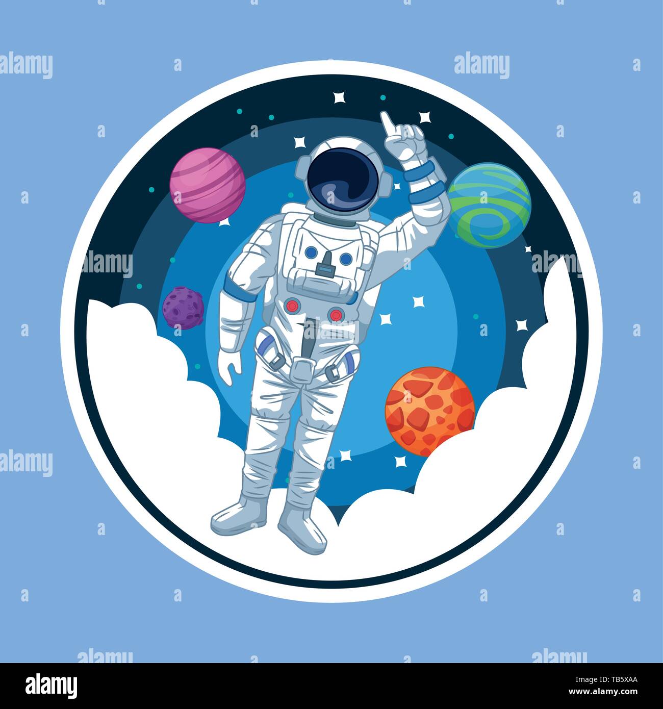 Astronaut in the galaxy cartoon round icon Stock Vector Image & Art - Alamy