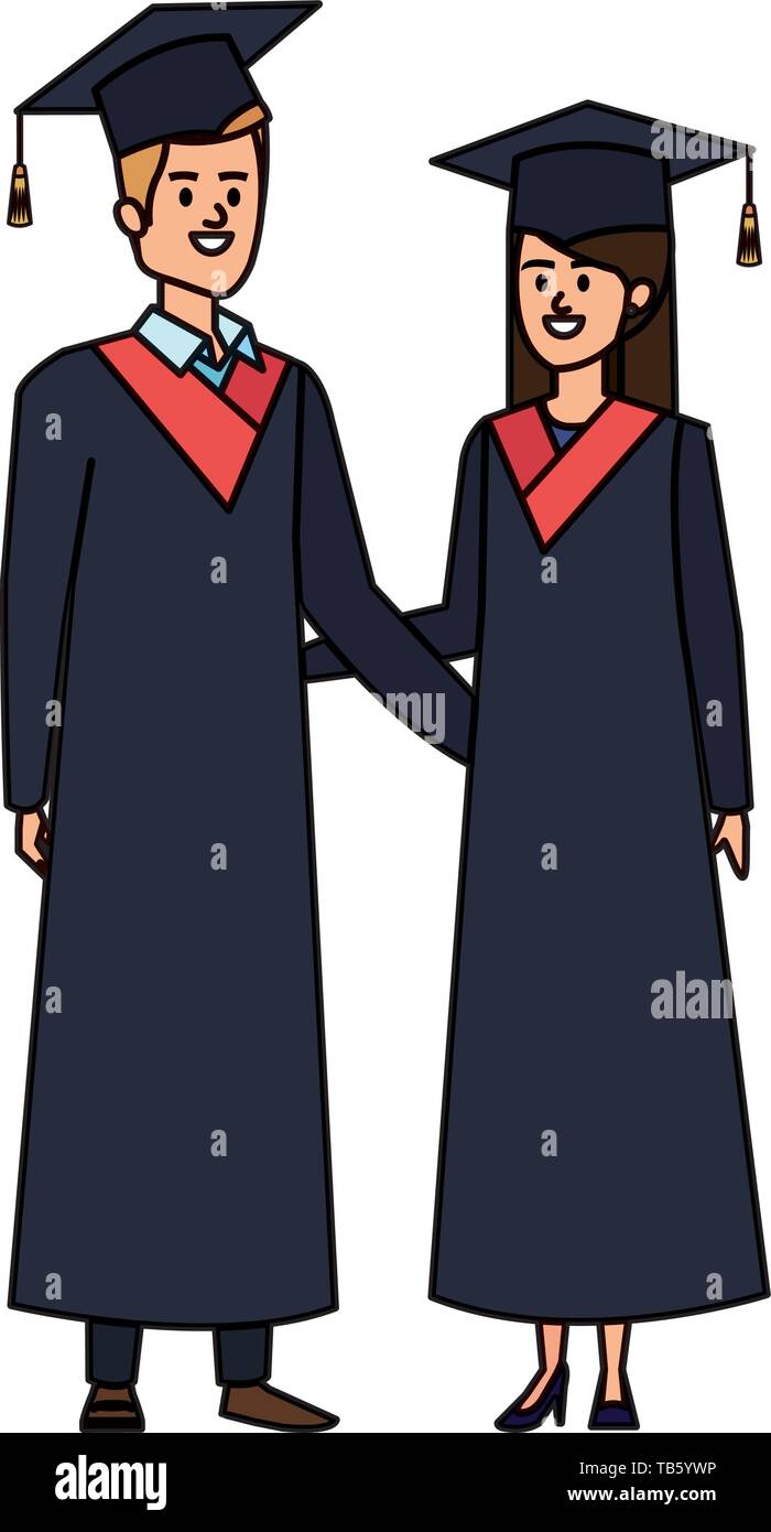 young couple students graduated characters Stock Vector Image & Art - Alamy