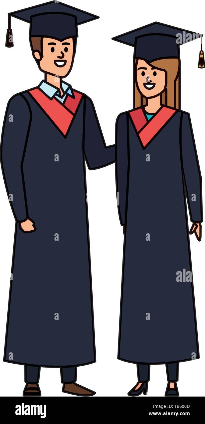 young couple students graduated characters Stock Vector Image & Art - Alamy