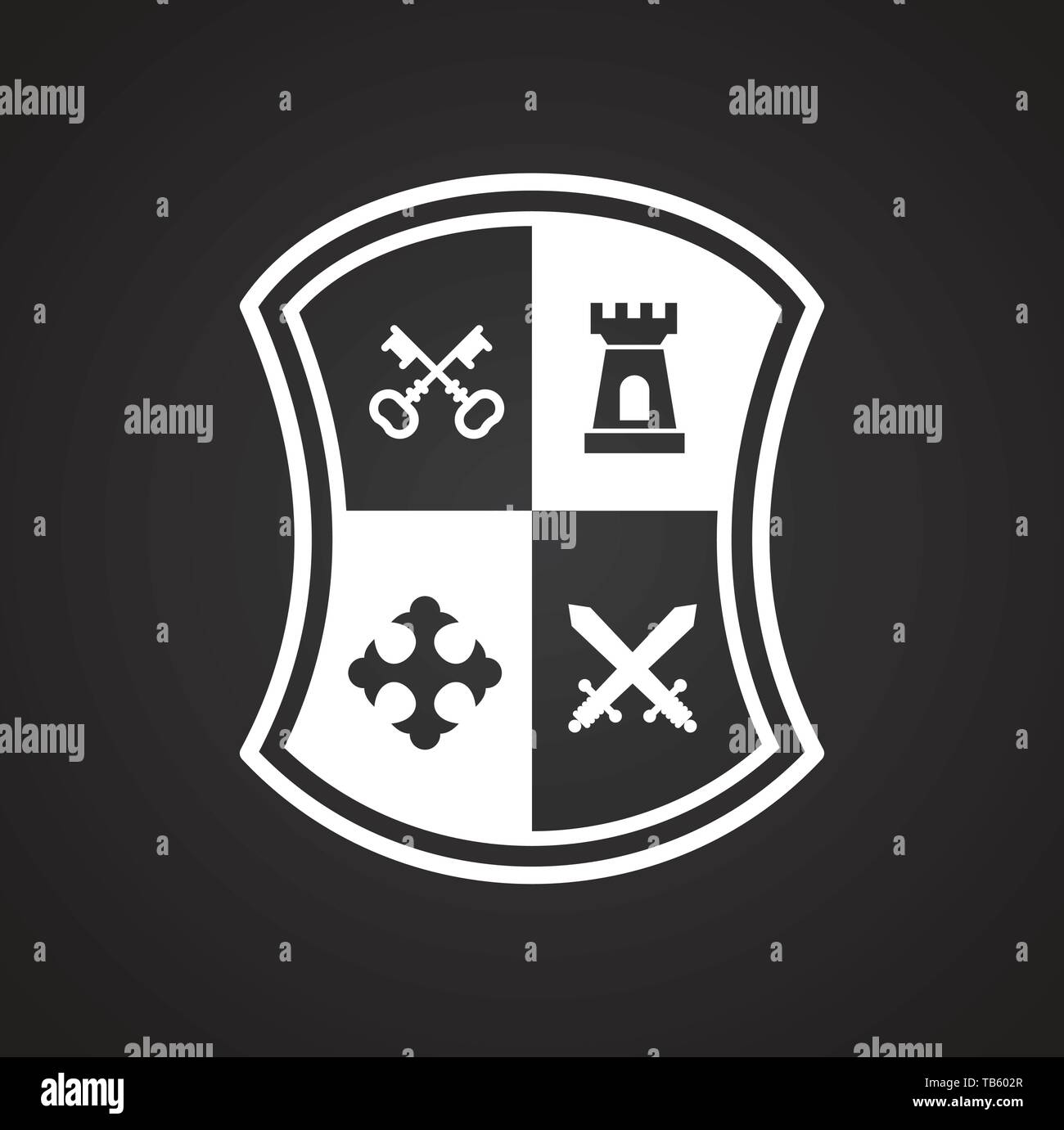 Shields and Heraldry related icon on background for graphic and web ...
