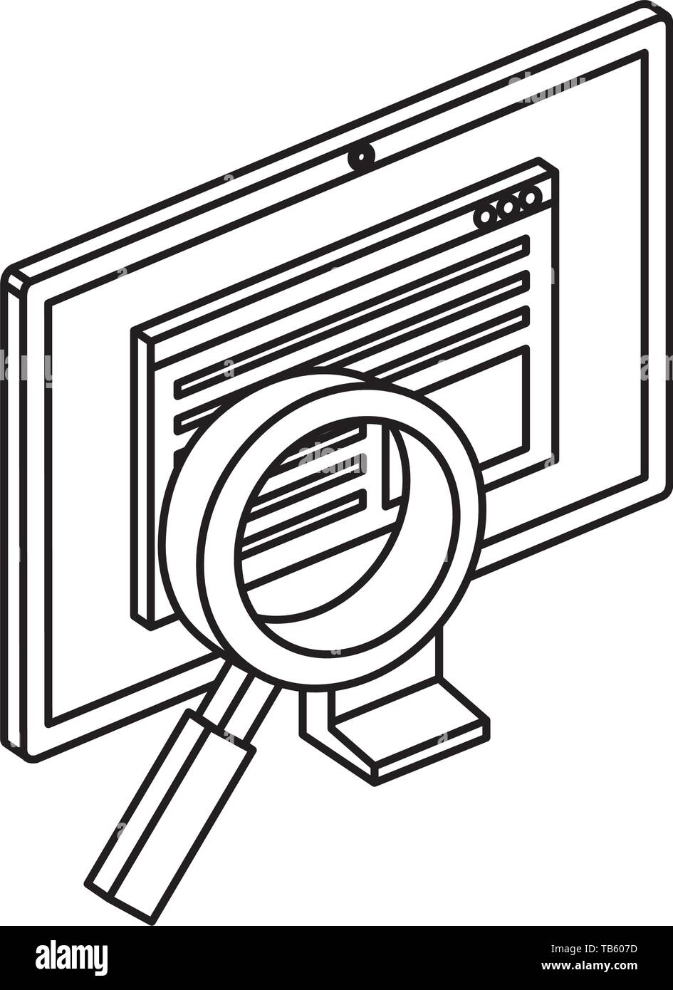 computer monitor with magnifying glass Stock Vector Image & Art - Alamy